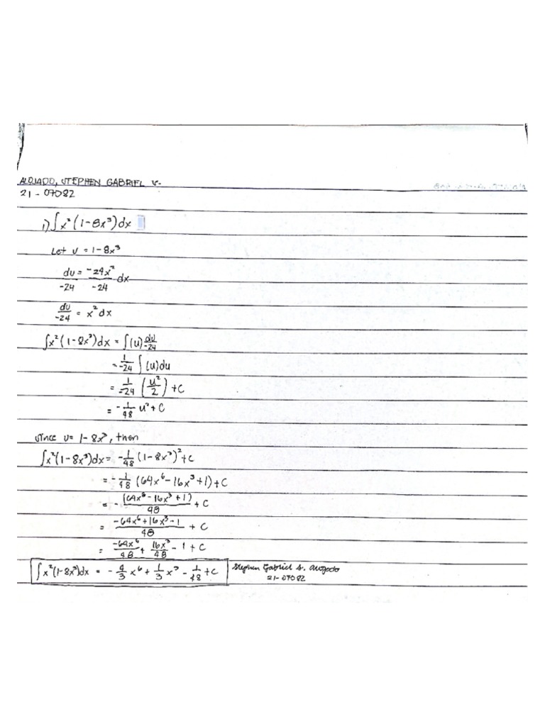 Integral Calculus Exercise 2 Pdf