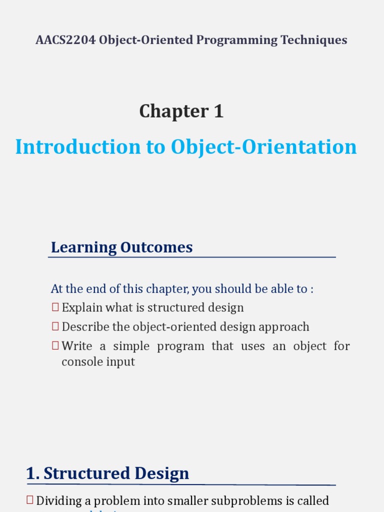 Chapter 1-Introduction To Object-Orientation | PDF | Method (Computer Programming) | Object ...