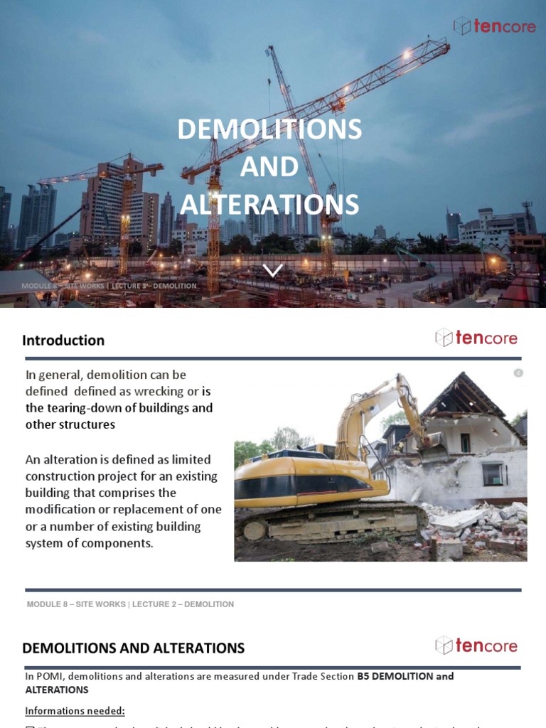 Module 8 - Lecture 2 Demolition | PDF | Demolition | Wall