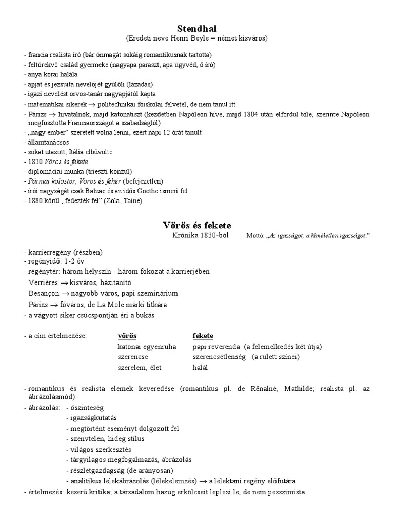 Stendhal Vázlat | PDF