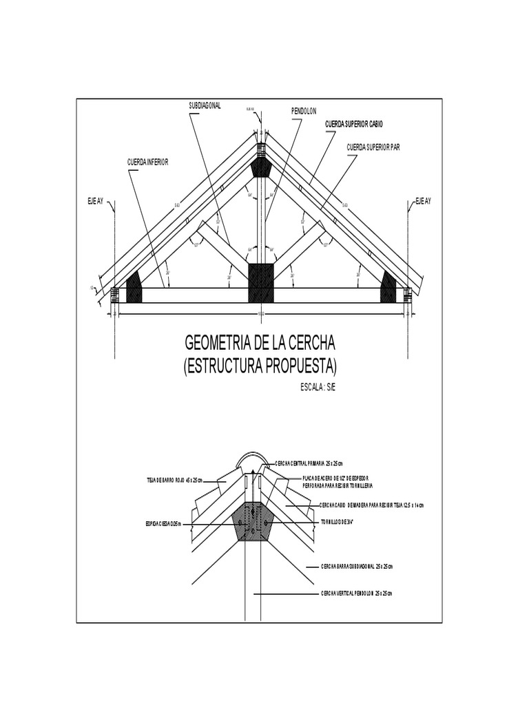 Detalles Constructiva Cercha | PDF | Braguero | Ingeniería de Edificación