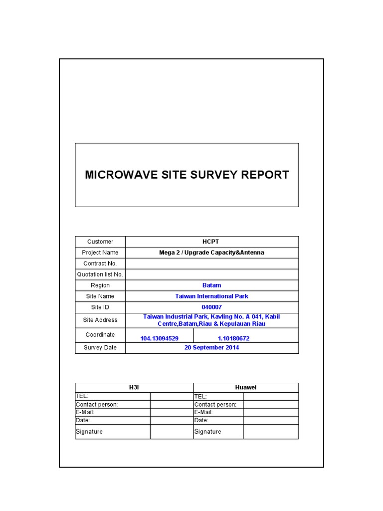 MICROWAVE SITE SURVEY REPORT | PDF | Antenna (Radio) | Rectifier