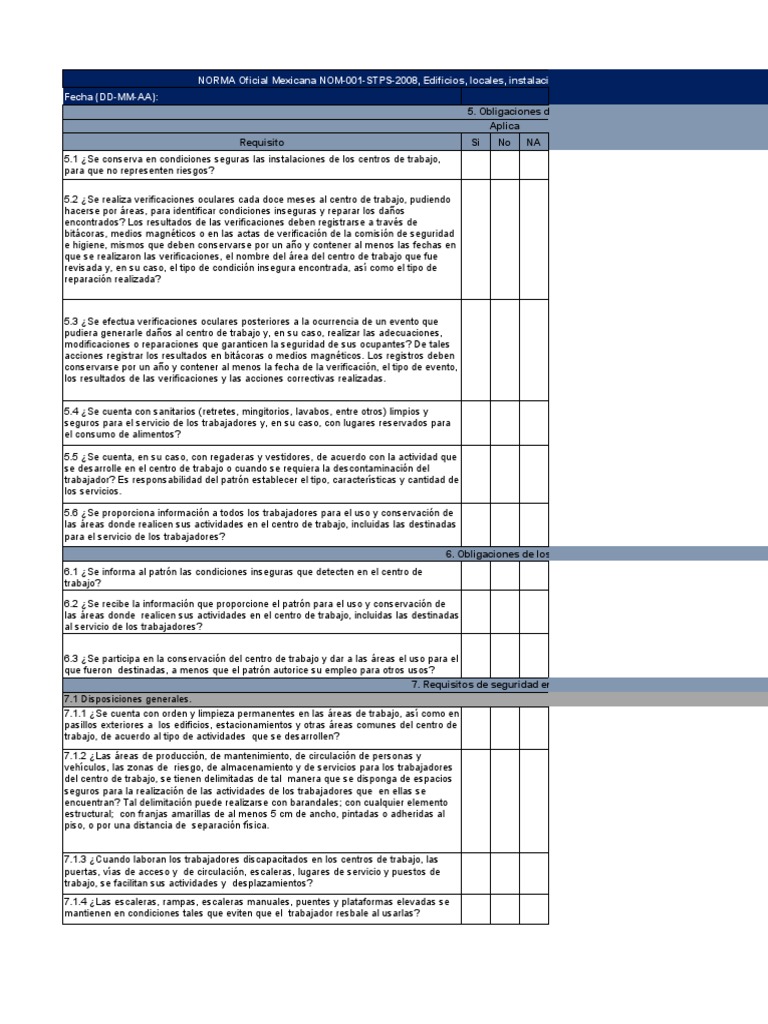 Nom-001-Stps-2008 Check List Nom | PDF