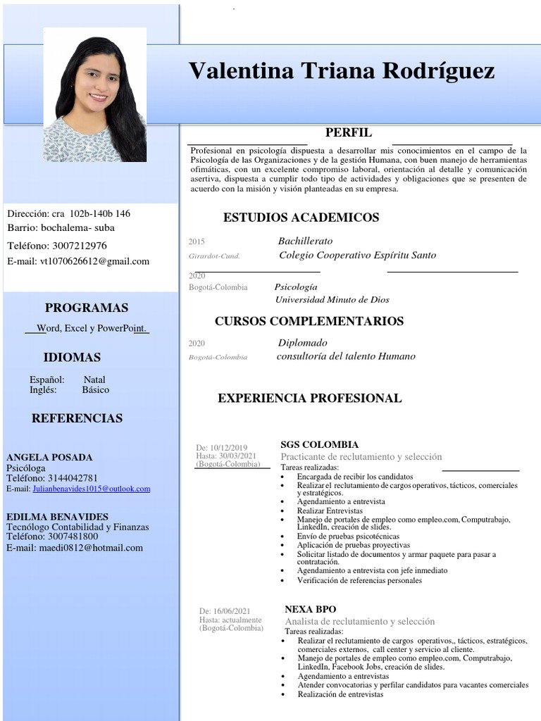 CV - Astrid Triana | PDF | Reclutamiento | Economias