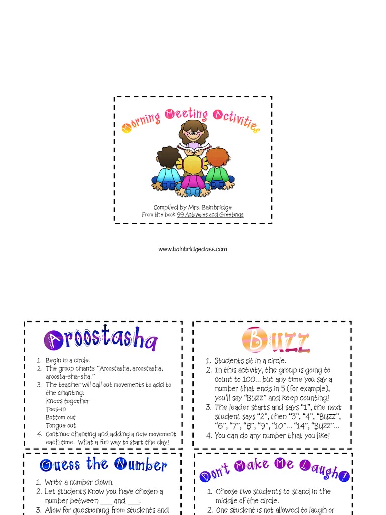 Morning Meeting Activity | PDF | Ball | Leisure