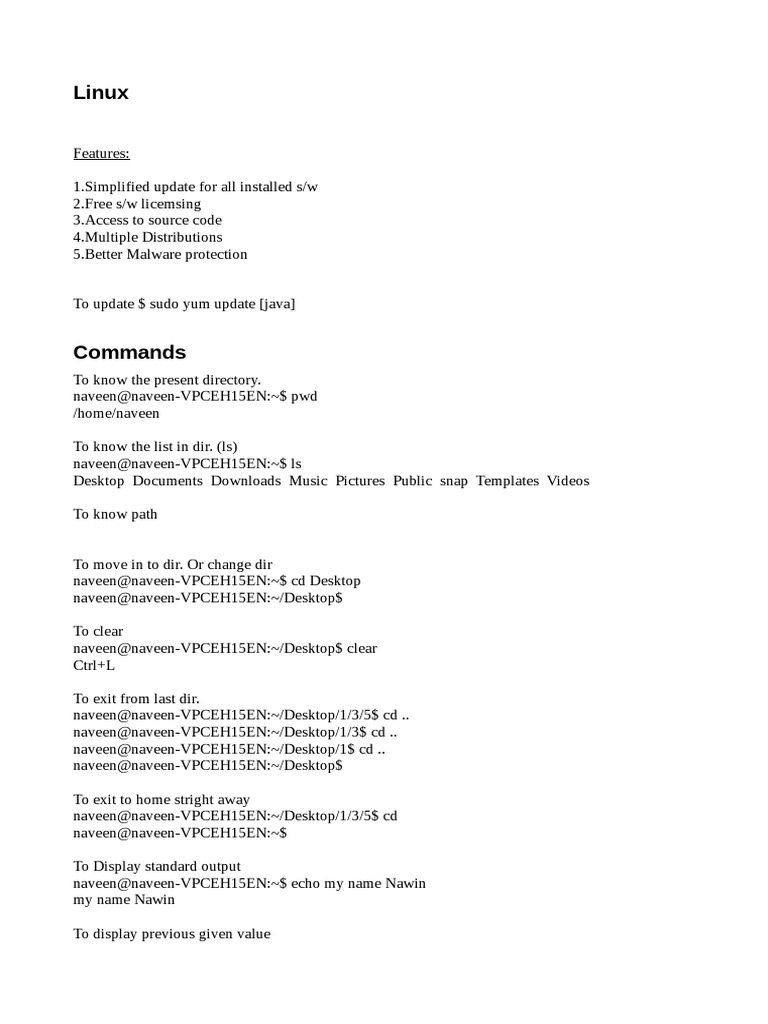 Linux Notes | PDF | Computer File | Directory (Computing)