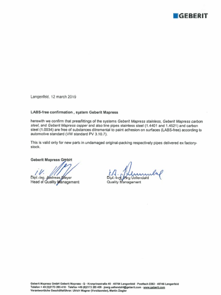 2019 03 12 - Declaration - LABS-free | PDF