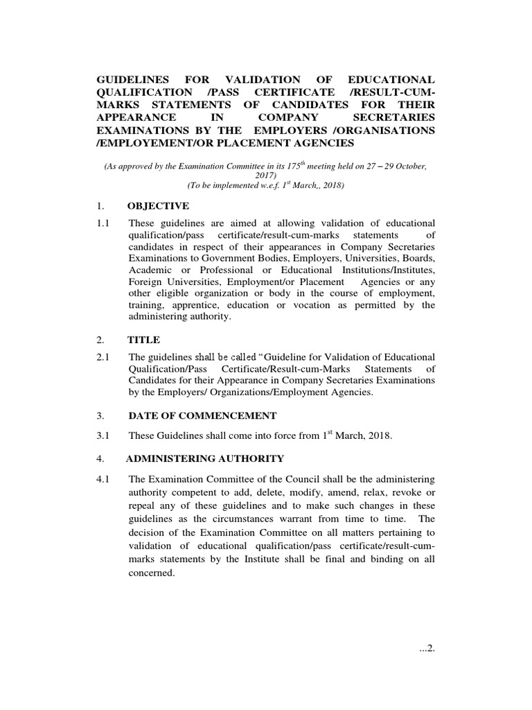 Guidelines For Validation of Education Qualification | PDF | Apprenticeship | Public Law