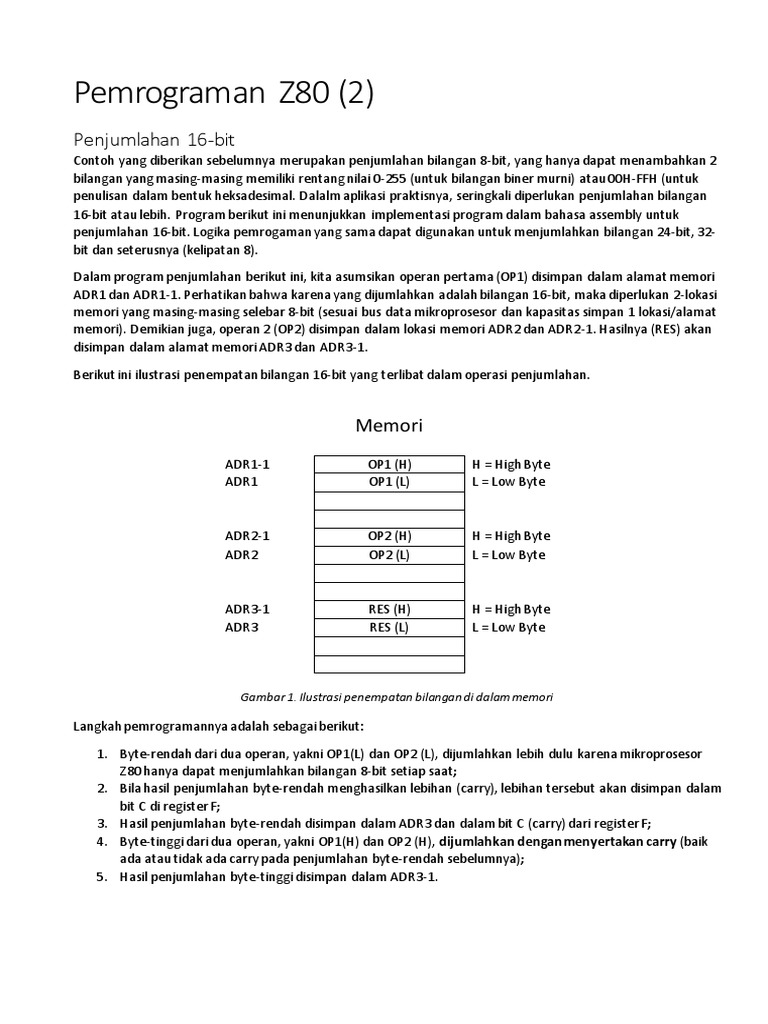 02 Contoh Pemrograman Z80 | PDF
