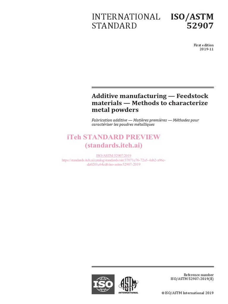 Iso Astm 52907 2019 PDF Particle Size Distribution International