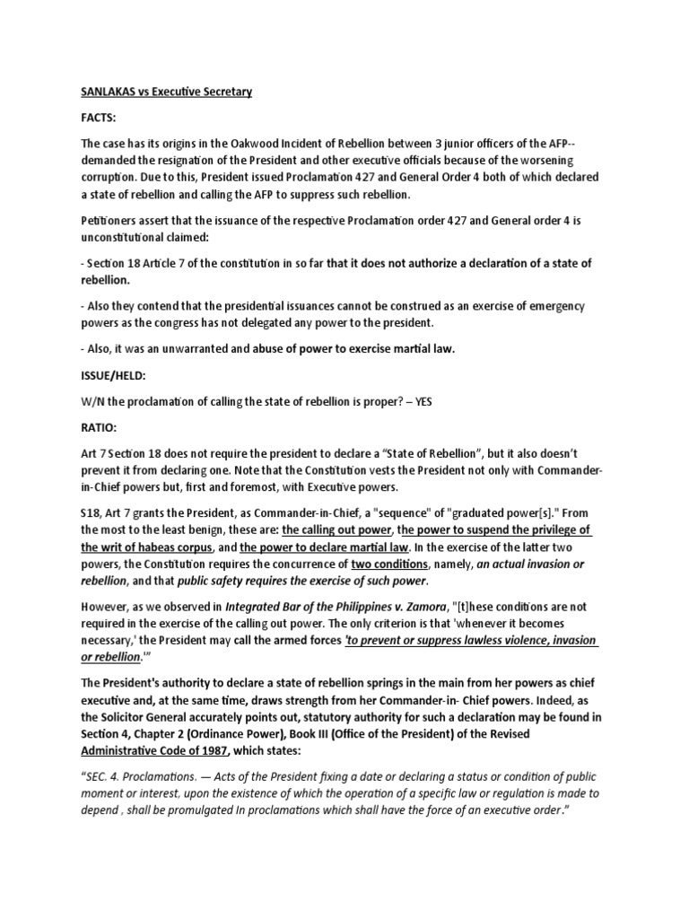 SANLAKAS Vs Executive Secretary | PDF