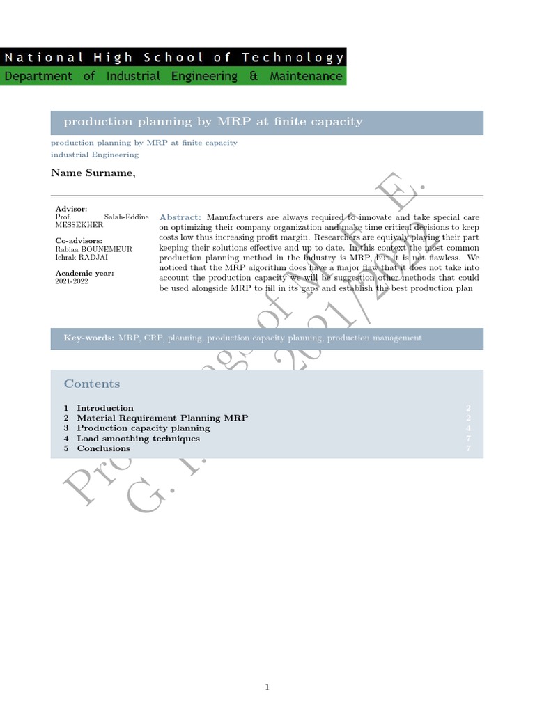 Article Template MFE 1 2 | PDF | Scheduling (Production Processes ...