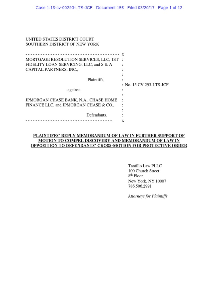 156 Pla. Reply in Support Motion To Compel Discovery | PDF | Discovery (Law) | Witness