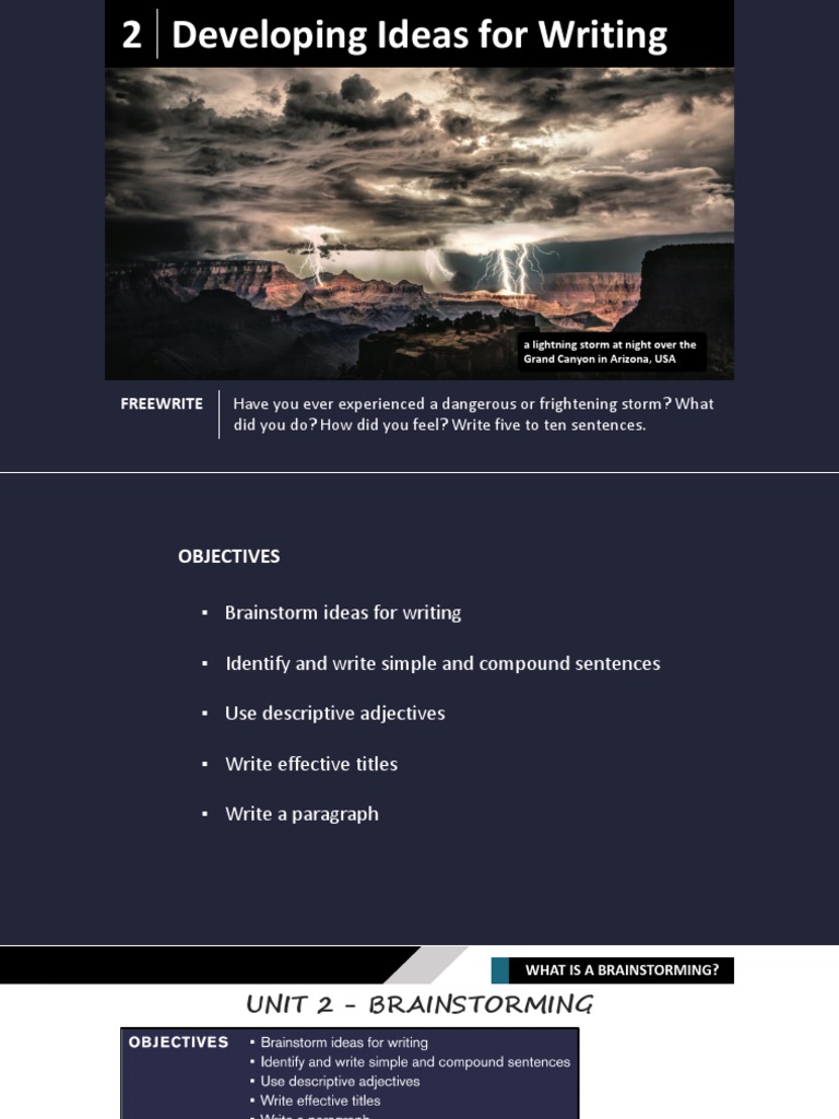 Class 4 - Unit 2 - Developing Ideas For Writing (No Answers) | PDF | Brainstorming | Clause