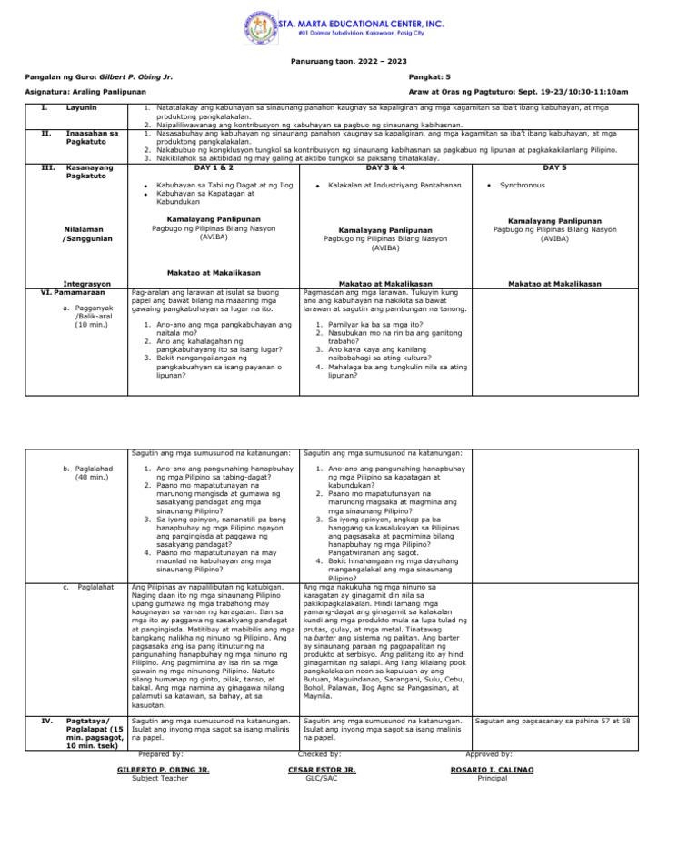 1st Quarter A.P 5 - Week 5 | PDF
