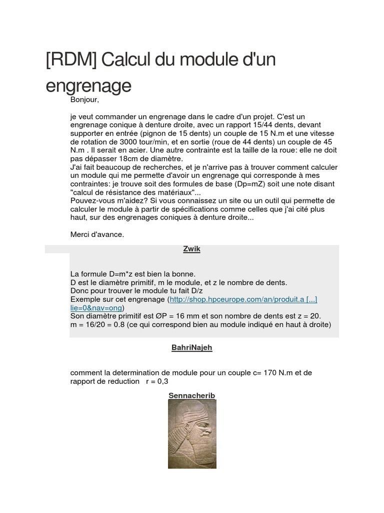 Calcul Du Module D'un Engrenage | PDF | Résistance des matériaux | Mécanique