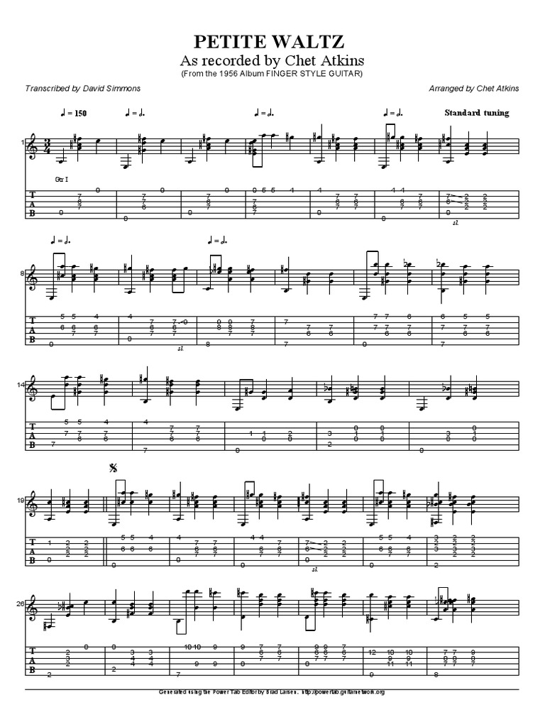 Chet Atkins - Petite Waltz | PDF | Guitar Family Instruments | Celtic ...