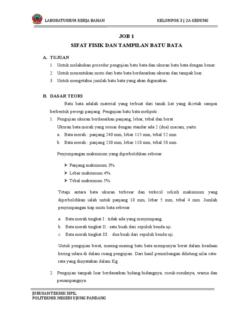 Sifat Fisik Dan Tampilan Batu Bata | PDF