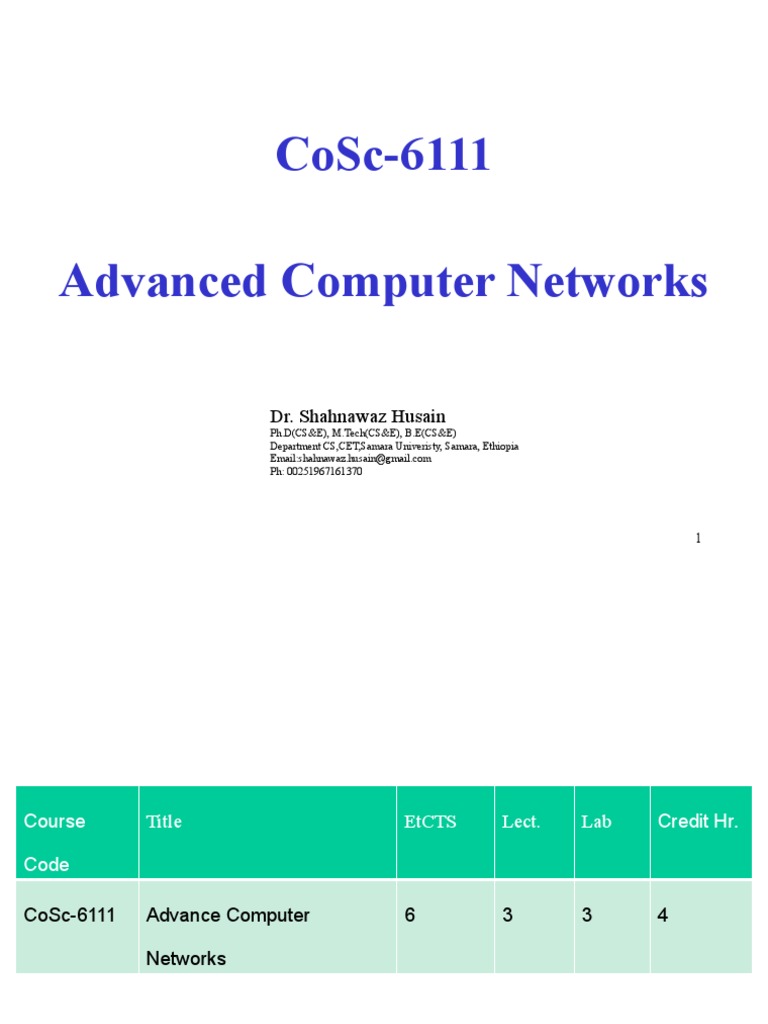 Advanced Computer Networks Cosc 6111 Lecture 4 Pdf 2125