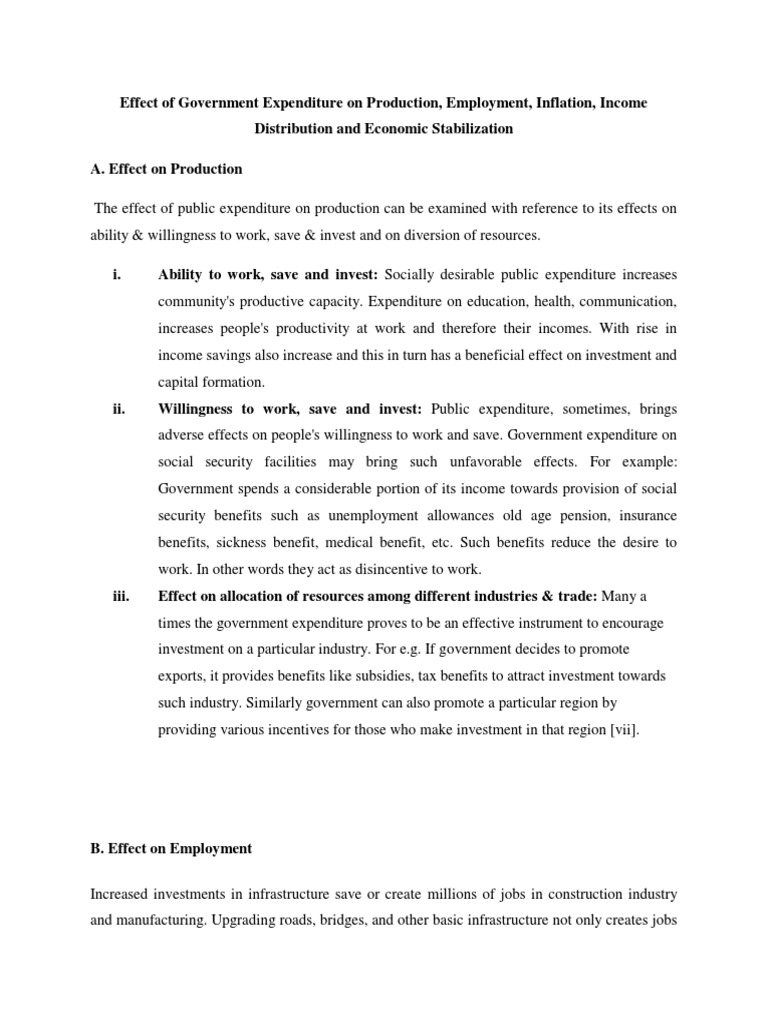 Effect of Government Expenditure On Production, Employment, Inflation ...
