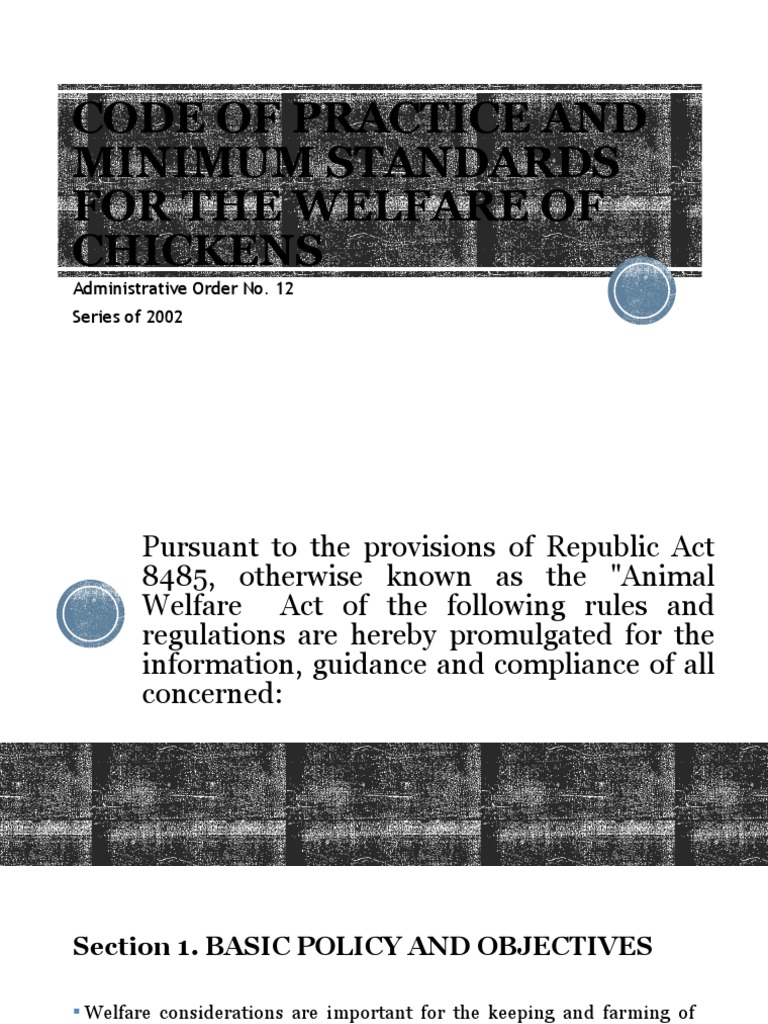 Code of Practice and Minimum Standards For The Welfare of Chickens ...