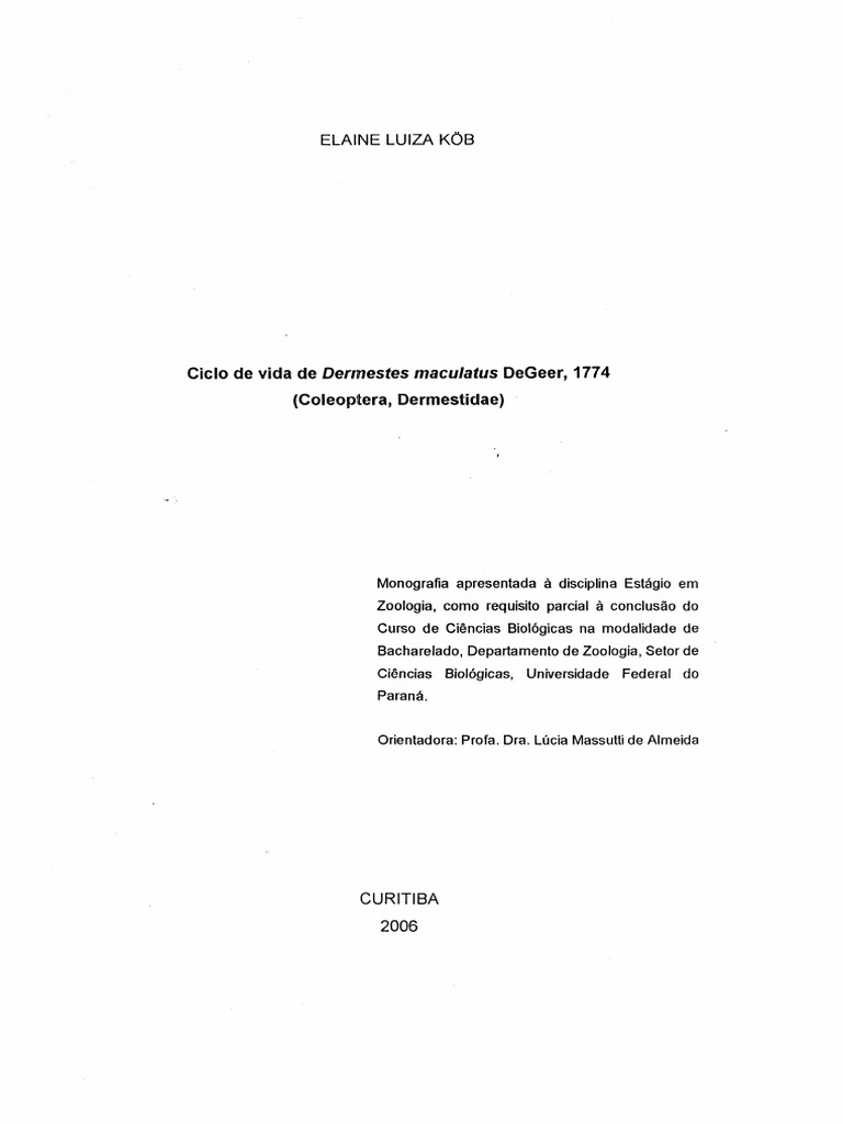 Monografia Elaine Luiza Kob | PDF | Besouro | Gatos