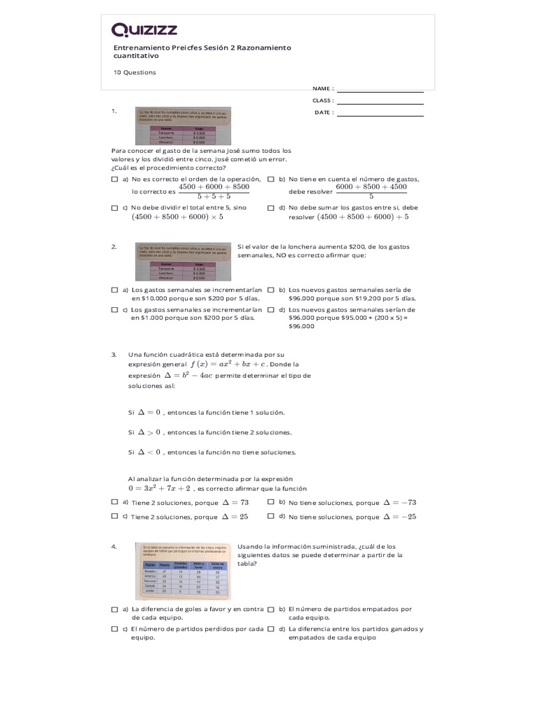 Ejercicios de Razonamiento Cuantitativo Preicfes | PDF
