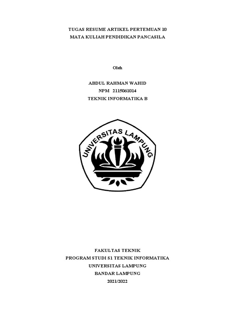 Tugas Resume Artikel Pertemuan 10 - Abdul Rahman Wahid - Psti B | PDF Tugas Resume Artikel Pertemuan 10 - Abdul Rahman Wahid - Psti B | PDF