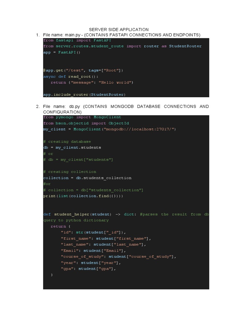 Server Side Application Pdf Mongo Db Databases