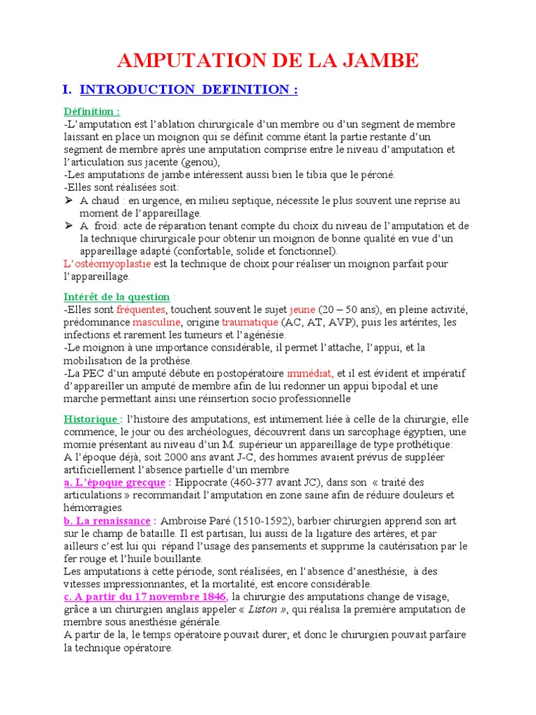 Amputation de La Jambe. | PDF | Genou | Prothèse