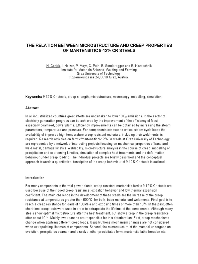 Creep Evolution Microstructure | PDF | Creep (Deformation) | Heat Treating