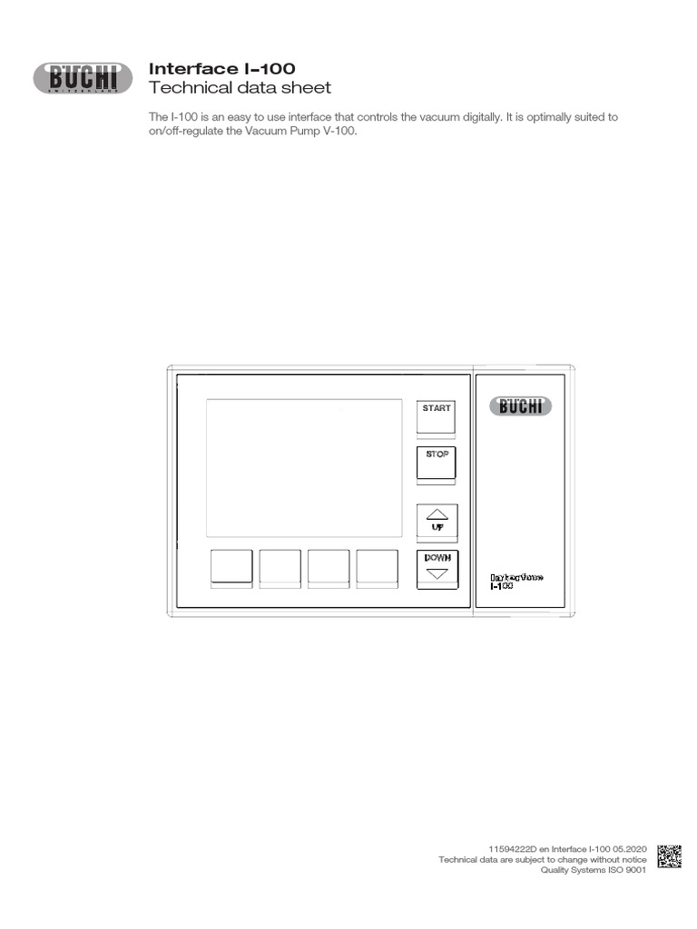 Technical Data Sheet: Interface I-100 | PDF | Vacuum Tube | Pump