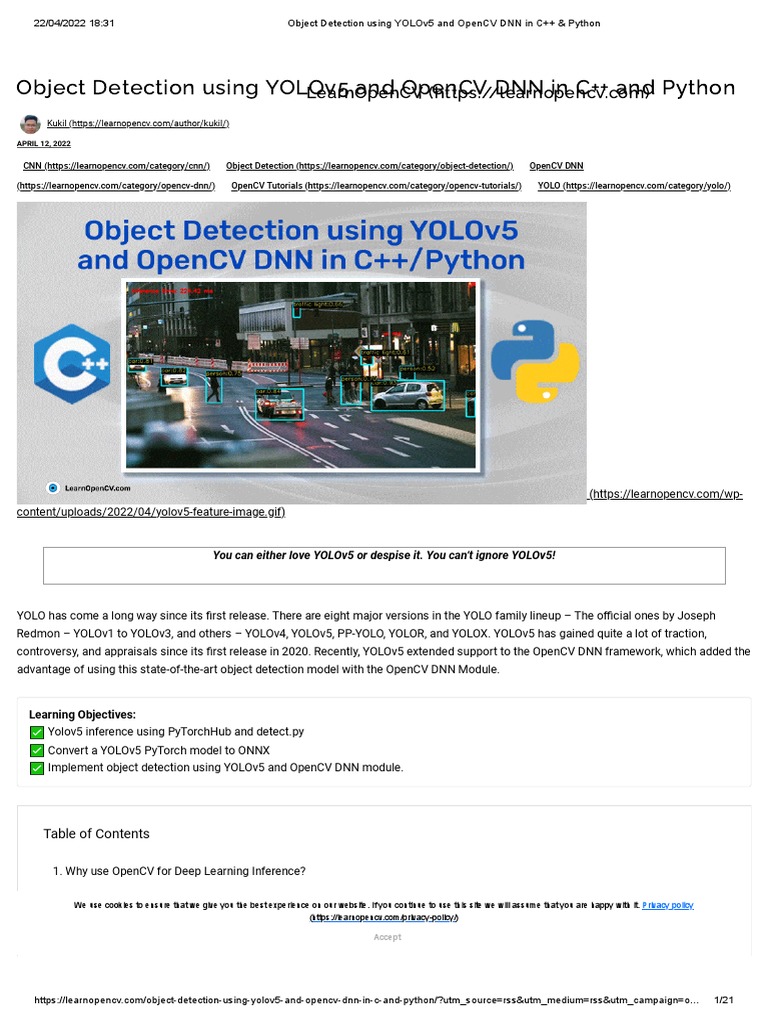 Object Detection Using YOLOv5 and OpenCV DNN in C++ & Python | PDF | Parameter (Computer ...
