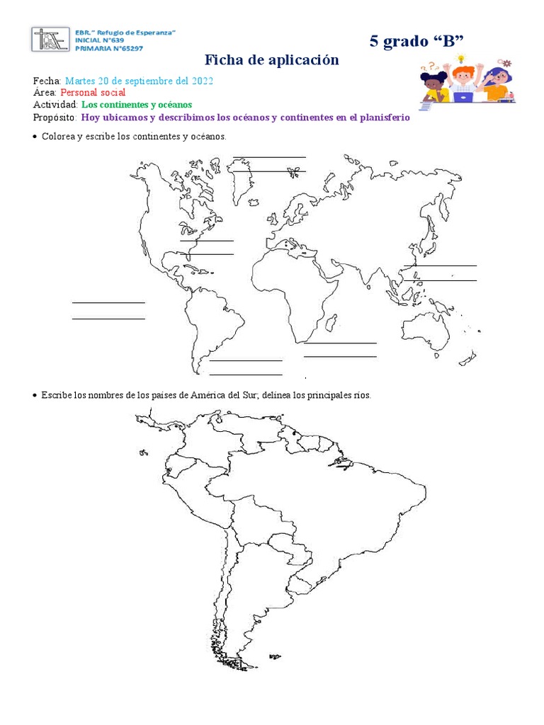 Ficha de Aplicacion-5 Grado-30 | PDF | Américas | América del Sur