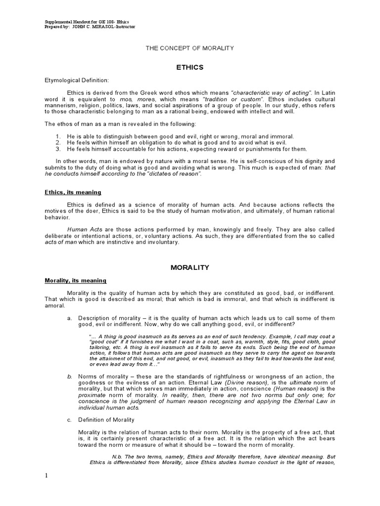 The Concept of Morality | PDF | Morality | Virtue