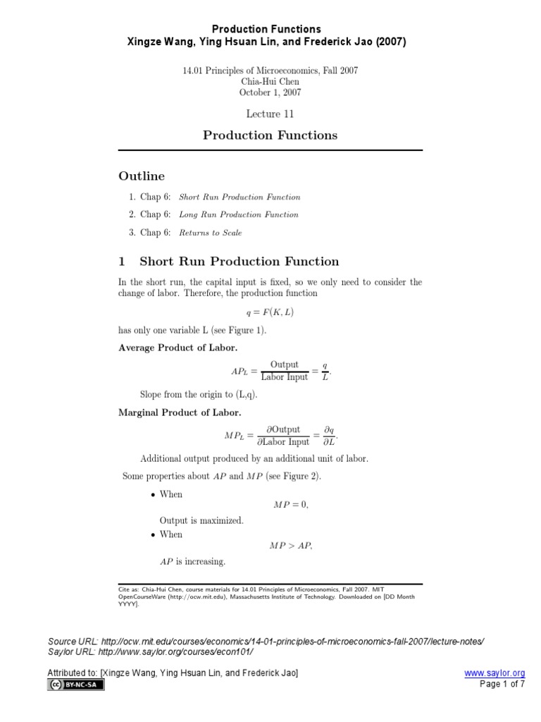 Econ101 Mitocw Unit2 D11 | PDF | Production Function | Secondary Sector ...