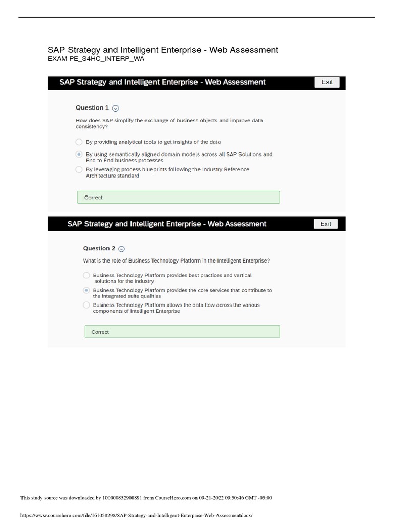 SAP Strategy and Intelligent Enterprise Web Assessment | PDF