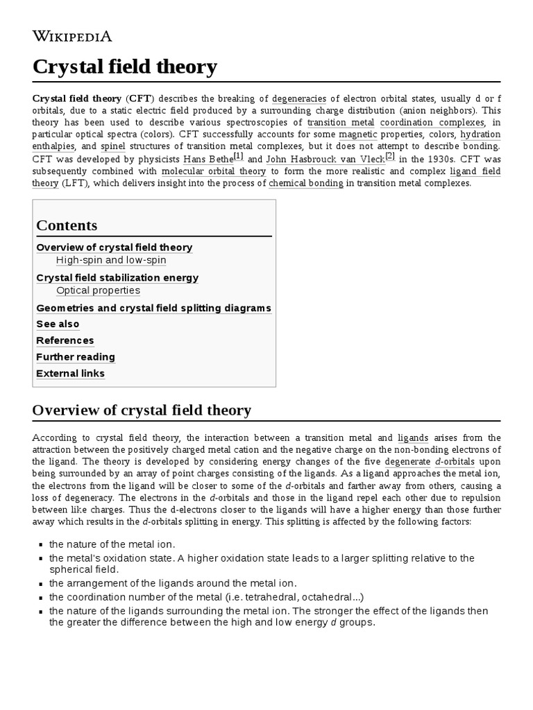 Crystal_field_theory | PDF | Atomic | Molecular Physics