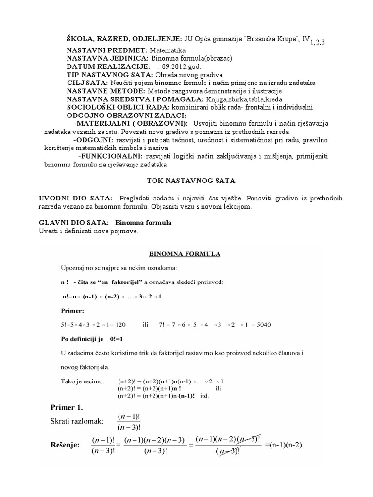 Binomni Obrazac | PDF