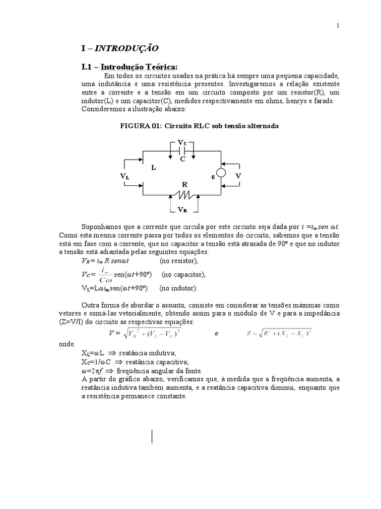 r15 - f2 - Circuito RLC - Série | PDF | Rede elétrica | Indutor