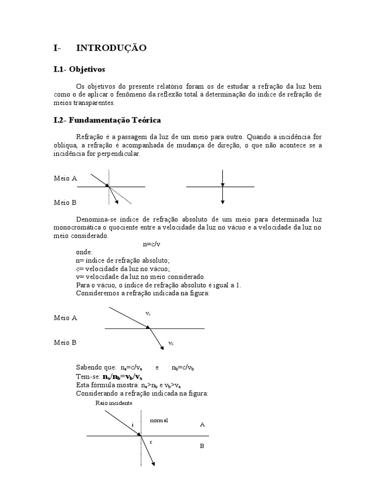 R10 - F2- +ndice de Refraç¦o | PDF | Refração | Reflexão (Física)