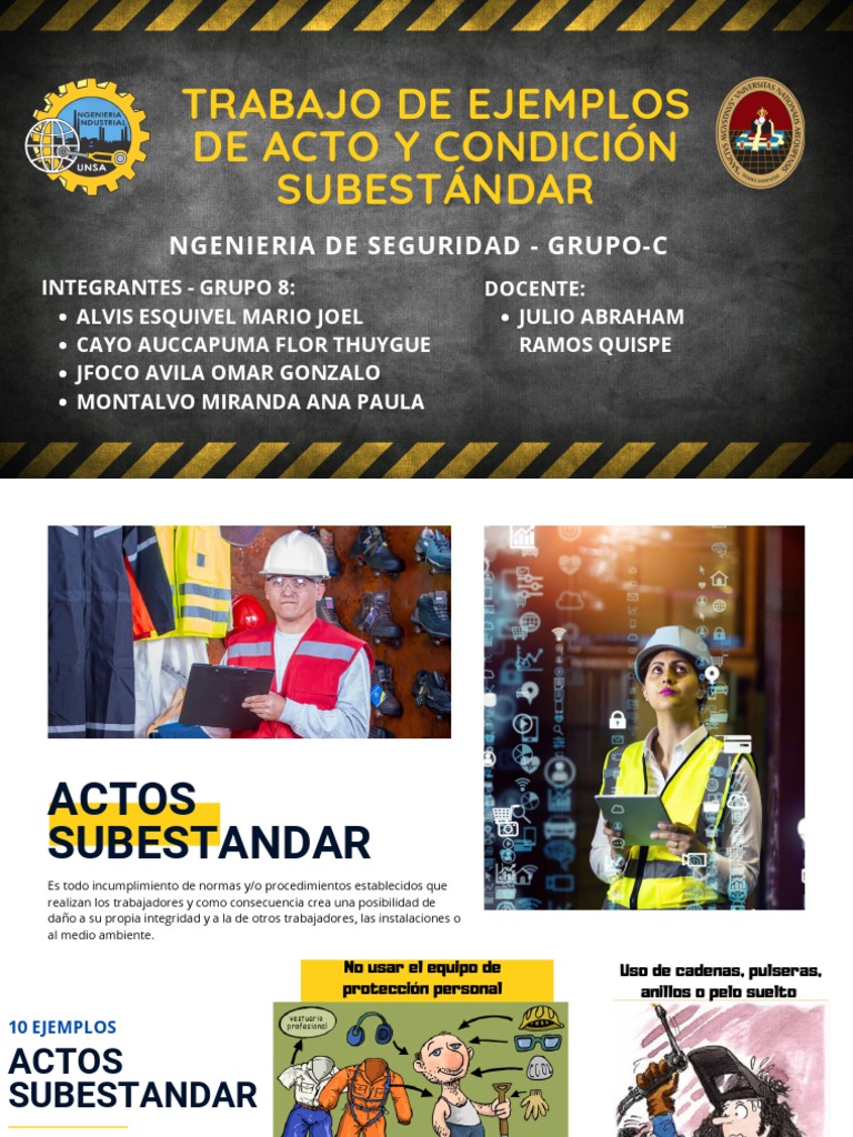 Ejemplos de Actos y Condiciones Subestándar | PDF