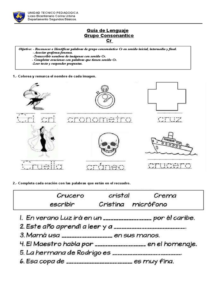 Guía Grupo Consonantico CR | PDF | Artes del Lenguaje y Comunicación ...