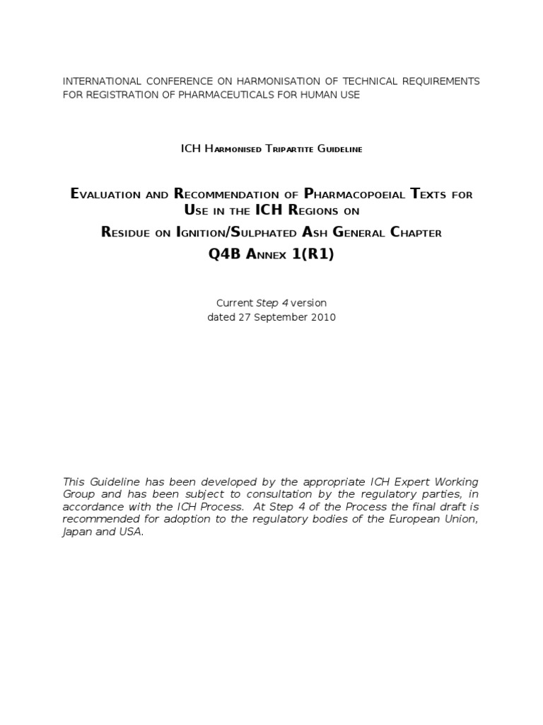 Q4B Annex 1 (R1) Step4 | PDF | Business | Pharmaceutical