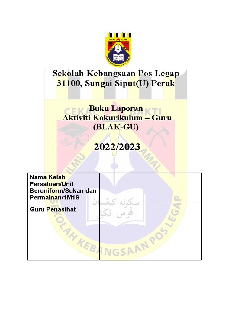 Buku Laporan Aktiviti Ko-Kurikulum SK Pos Legap 2022 | PDF