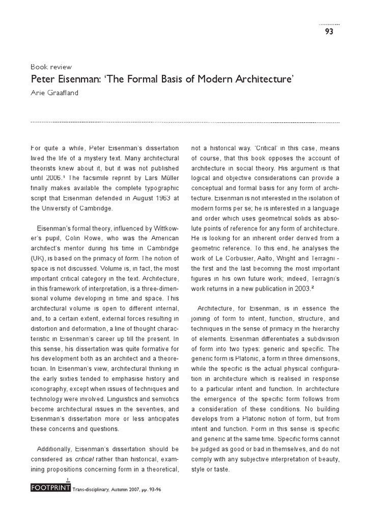 Peter Eisenman The Formal Basis of Moder | Download Free PDF | Syntax ...