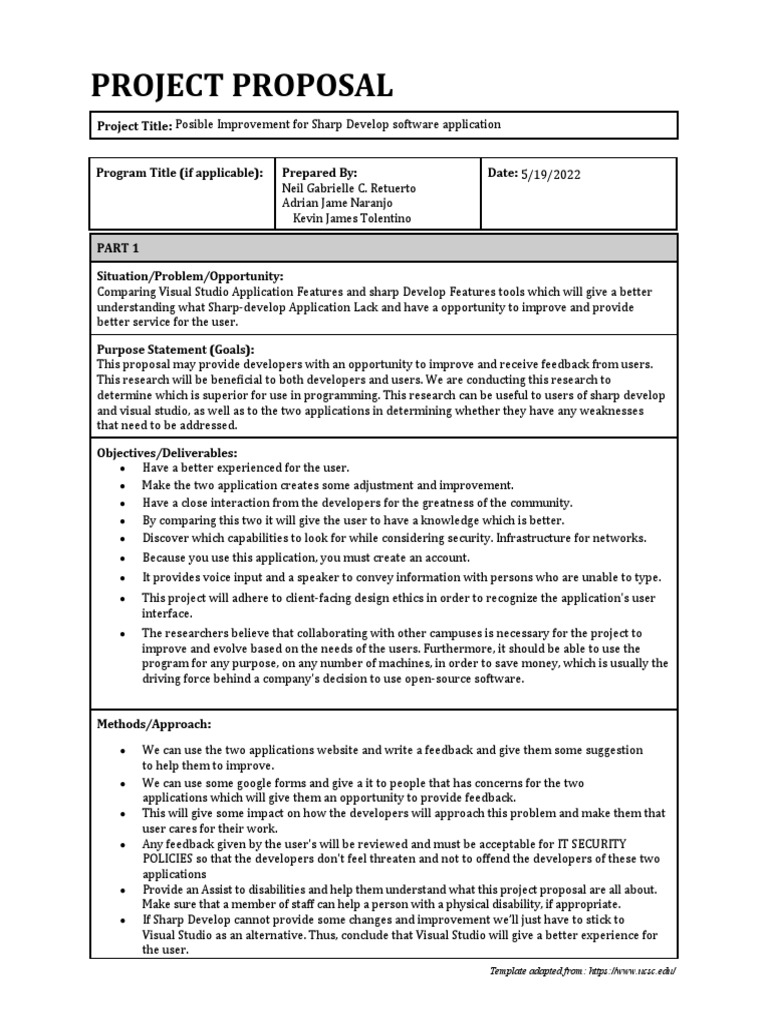 Project Proposal | PDF | Application Software | Procurement