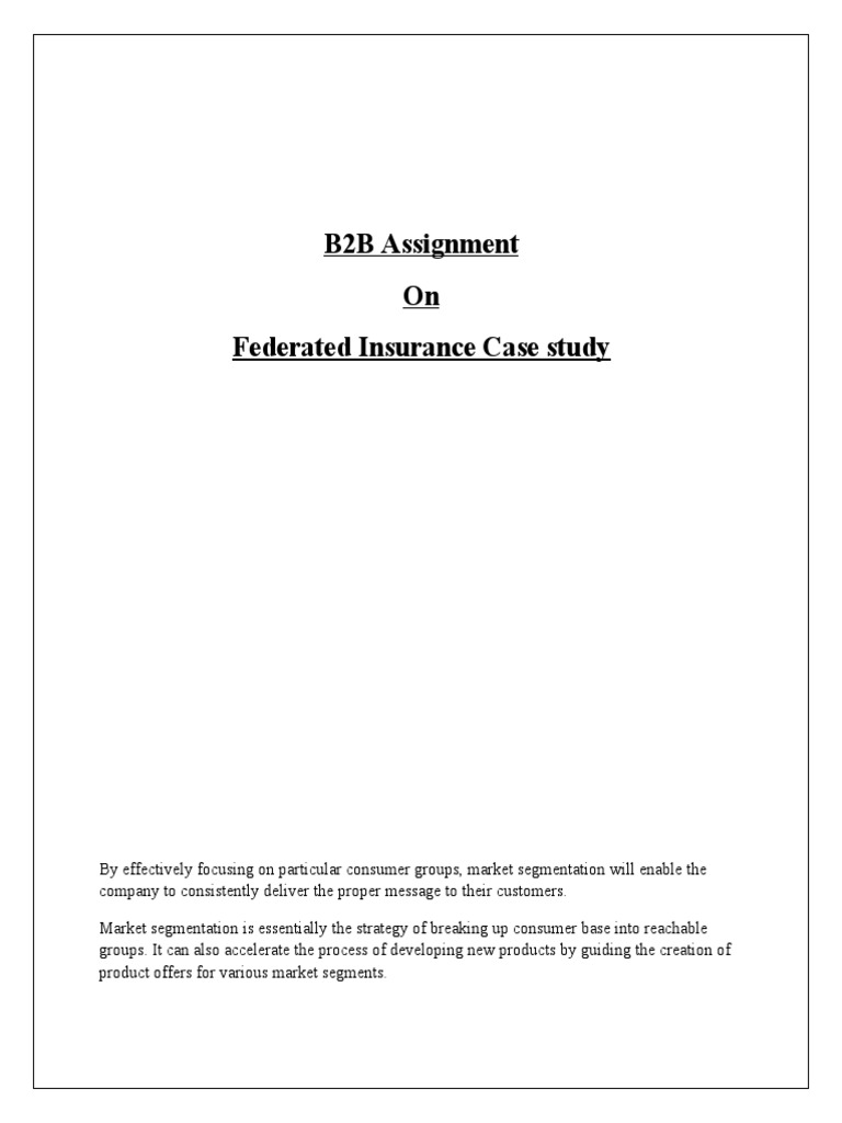 B2B Assignment On Federated Insurance Case Study | PDF | Insurance | Market Segmentation