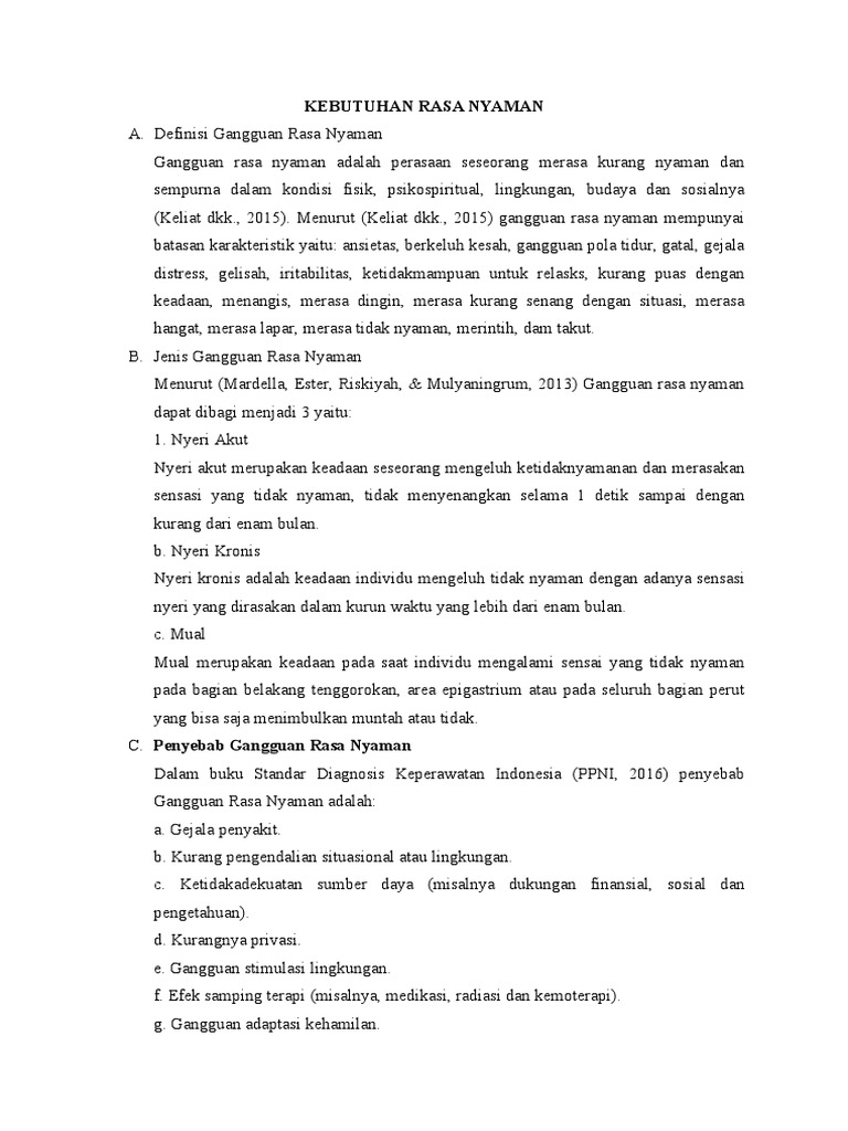 Kebutuhan Rasa Nyaman | PDF