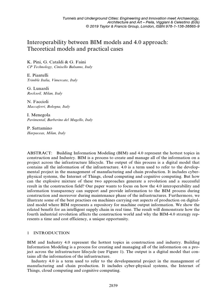 Interoperability Between BIM Models and 4.0 Approach: Theoretical Models and Practical Cases ...